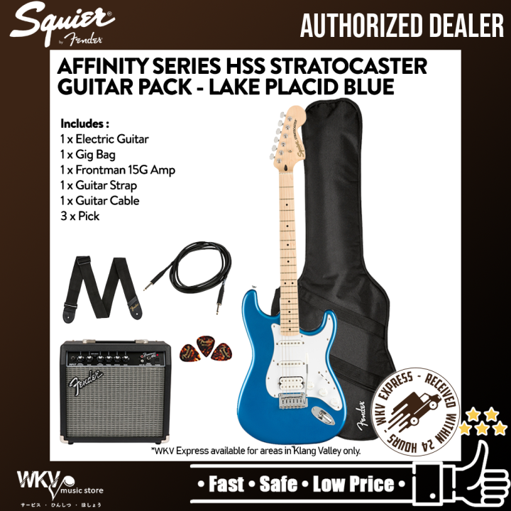 Squier by Fender Affinity Series HSS Stratocaster Electric Guitar Pack with Frontman 15G Amp ...