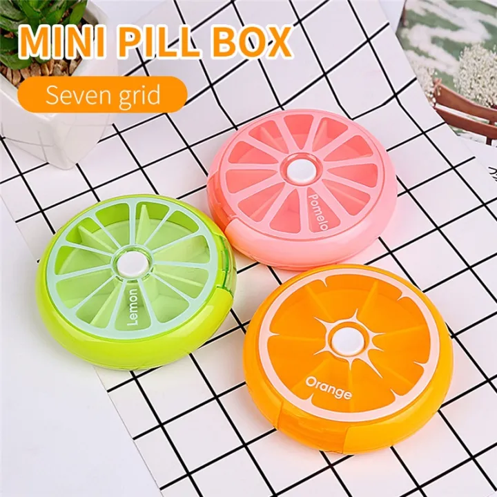 [HOT W] Rotating 7 Days Pill Container Lemon Pill Box Splitter Pill ...