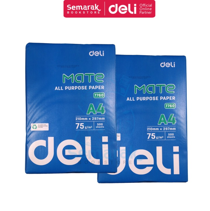 Deli 7760 Kertas HVS A4 75 Gsm [1 Dus / 5 Rim / 500 Lembar] | Lazada Indonesia