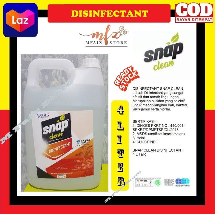 DISINFECTANT SNAP CLEAN 4 LITER | Lazada Indonesia
