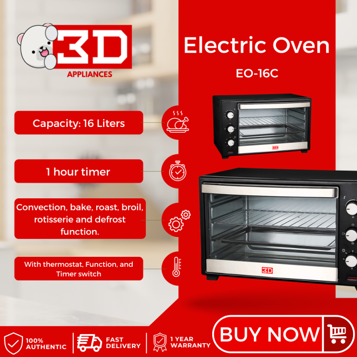 3D EO-16C Multifunctional Electric Oven 16L with Convection, Bake ...