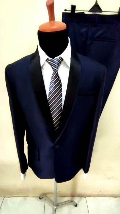 1 stel jas Biru dongker Tocxedo semi woll kilap jas wedding jas nikah ...