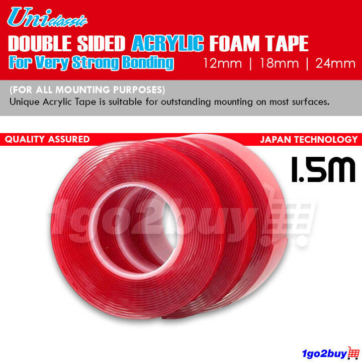Uni Classic Double Sided Acrylic Foam Tape For Very Strong Bonding 12mm ...