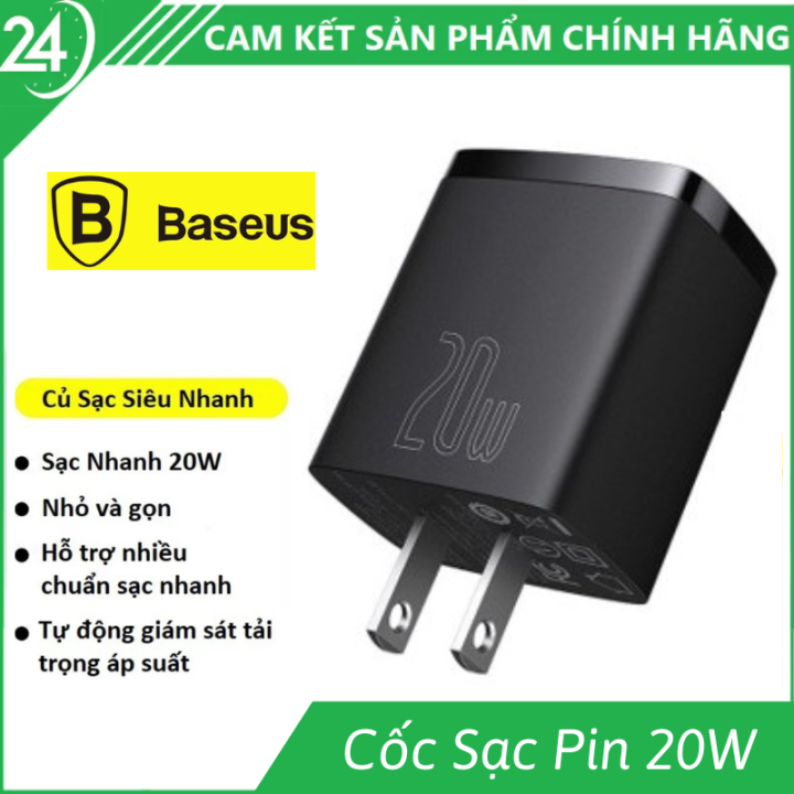 Cục Sạc Nhanh 20W Baseus CCSUP A01 Cốc Sạc Pin Type C Tự Động Đáp Ứng ...