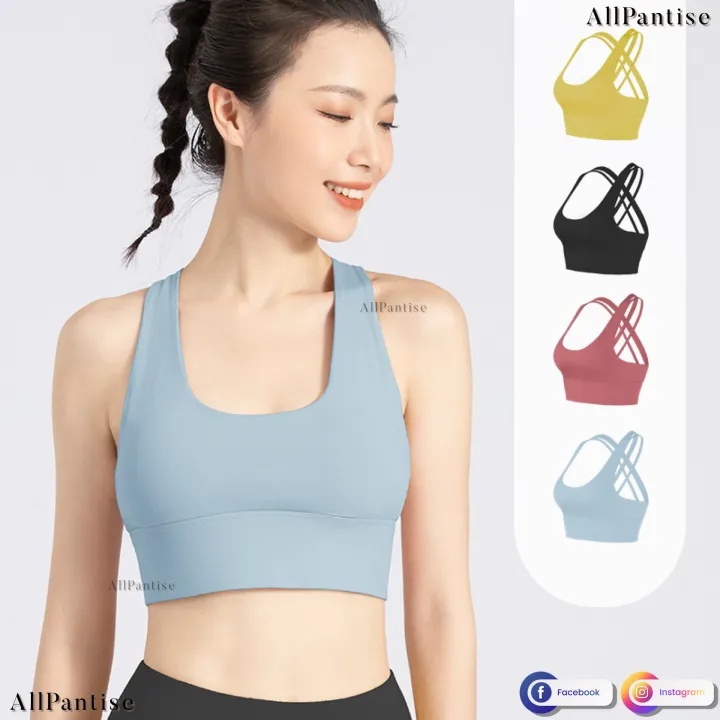 (AllPanties) รุ่นปรับระดับได้ มี4ตะขอ เสื้อบราโยคะ Sport Bra เสื้อออกกำลังกาย มีฟองน้ำ สายไขว้ ...