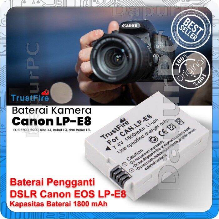 Baterai Kamera Canon EOS 550D LP-E8 OEM Battery Pengganti | Lazada ...