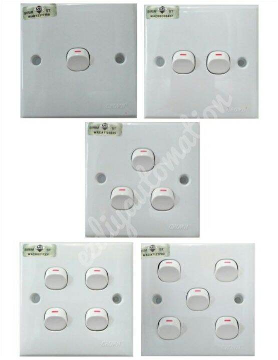 CROWN 10A 250V AC (1G / 2G/ 3G/ 4G/ 5G) 1 Way Flush Switch (SIRIM) | Lazada