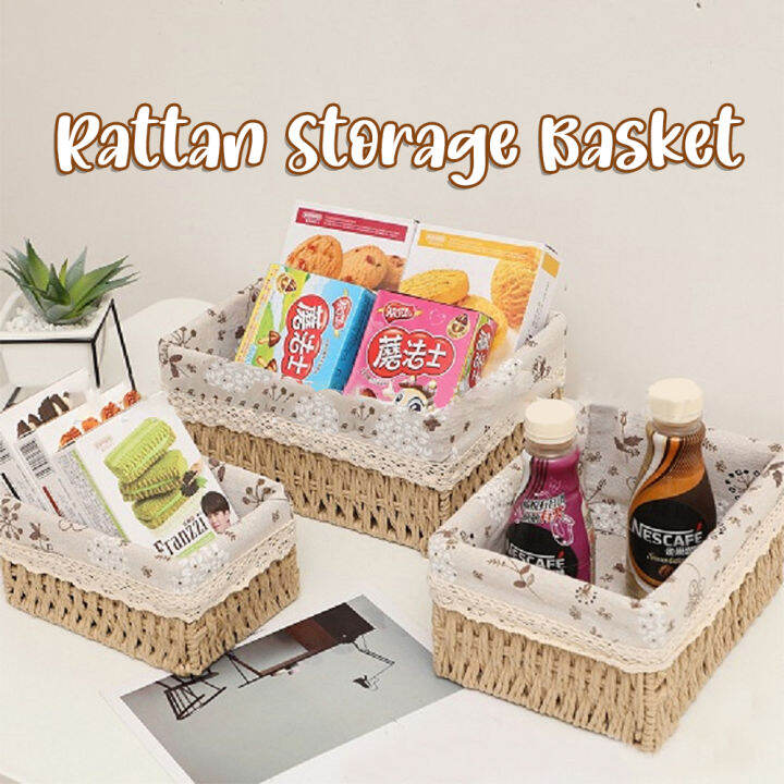 DR~ Bakul Rotan Susun Barang Tahan Lasak Desktop Medium / Large Rattan ...
