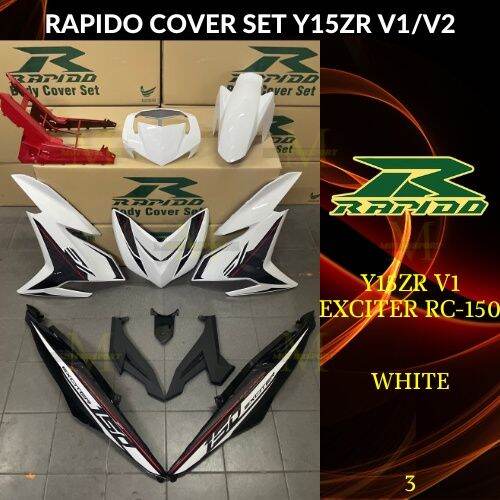 RAPIDO BODY COVER SET Y15ZR V1/v2 EXCITER RC-150 (3) WHITE (STICKER TANAM/AIRBRUSH) Y15 COVERSET ...