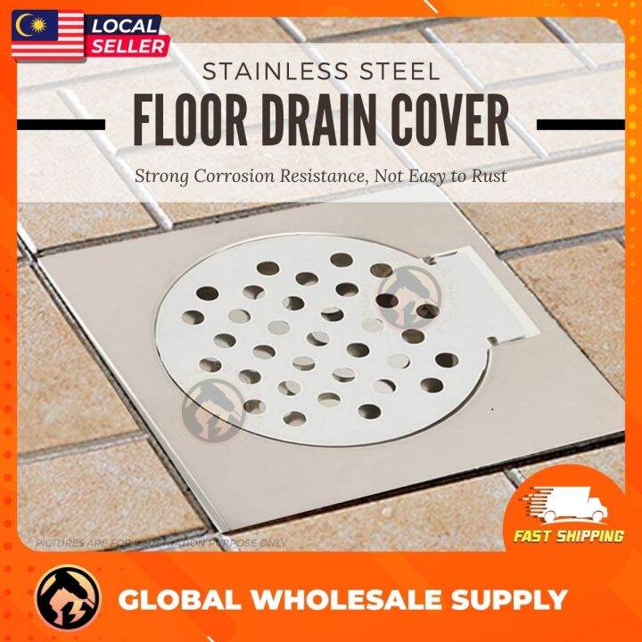 4" /6" STAINLESS STEEL Floor Drain Square Tile Insert Floor Drainer Penutup Lubang Air Bilik Air ...