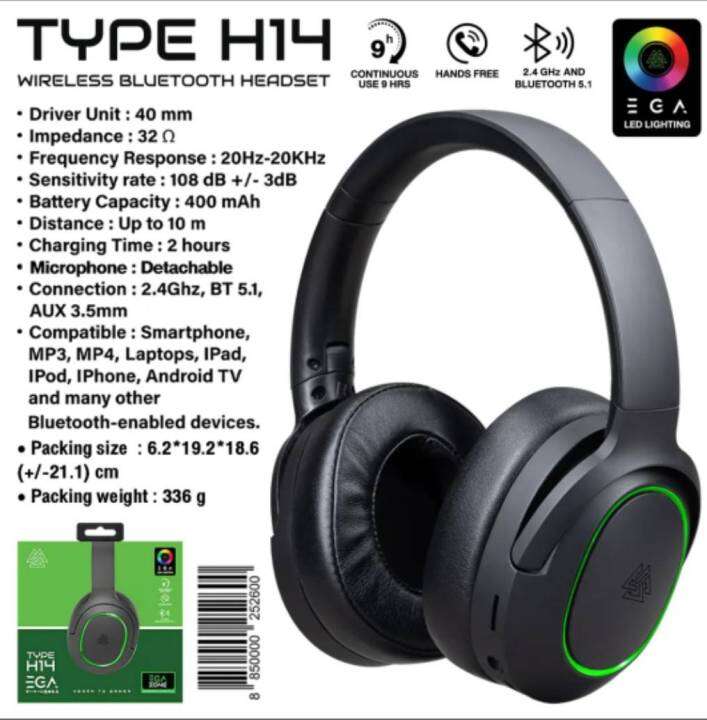 💥หูฟังเกมมิ่งไร้สาย EGA TYPE H14 🍅 3 in 1 2.4Ghz, BT 5.1, AUX 3.5mm (สินค้าใหม่)หูฟังเกมมิ่งไร้ ...