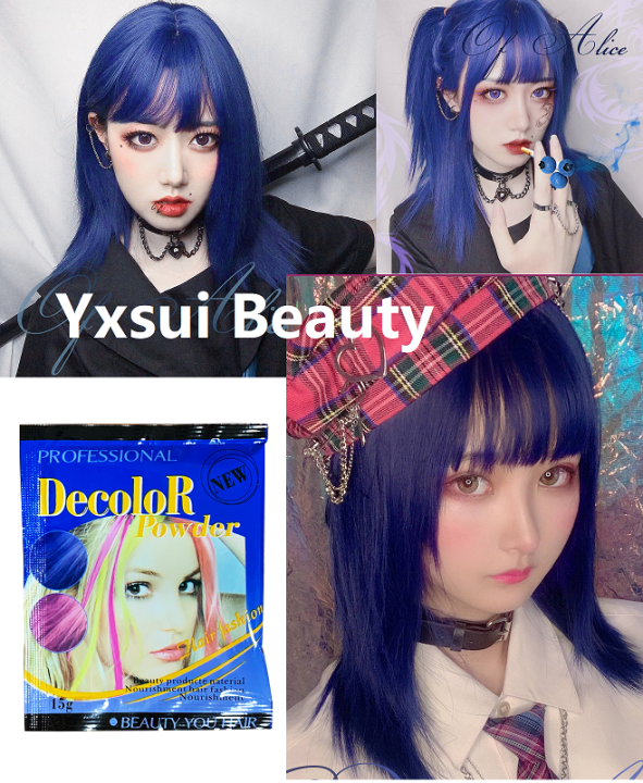 Blue - - Decolor Powder Hair Dye Li High Nutrition Color Bleaching ...