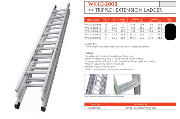 Heavy Duty Triple Extension Ladder 10'X10'X10'(FEET)/ SINGLE POLE 10 ...
