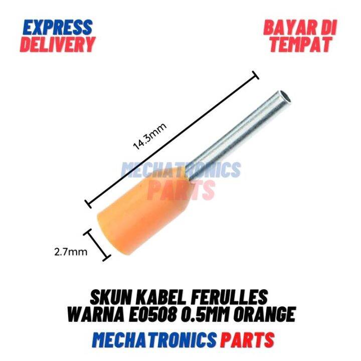 10 Buah SKUN KABEL FERULLES WARNA E0508 0.5mm Orange | Lazada Indonesia