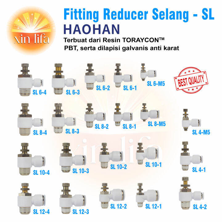 SL 6-01 Nepel Angin Fitting Pneumatic Speed Control Flow Control Elbow ...