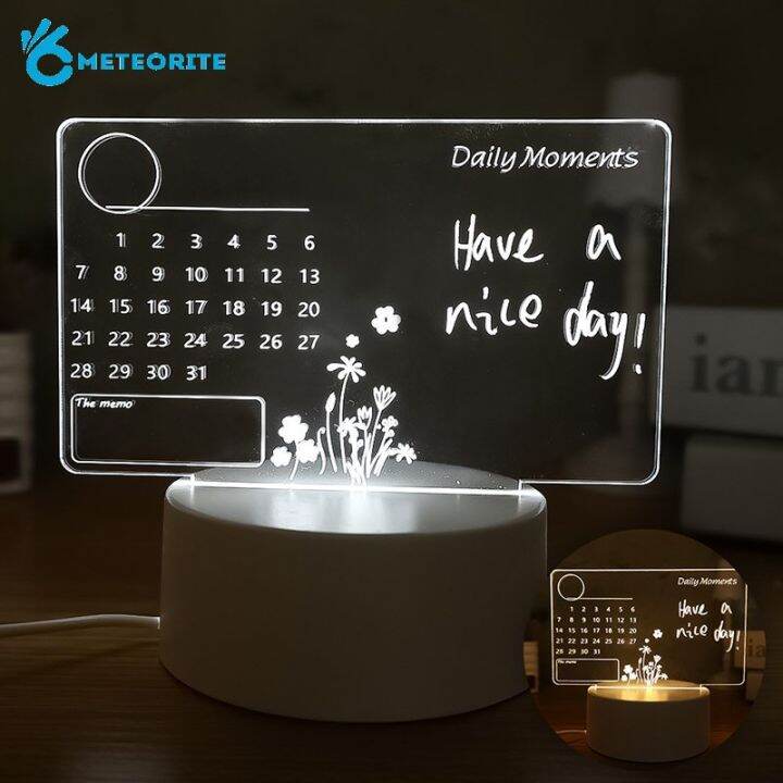 Acrylic Transparent Freely Writing Horizontal Calendar Memo Light with ...