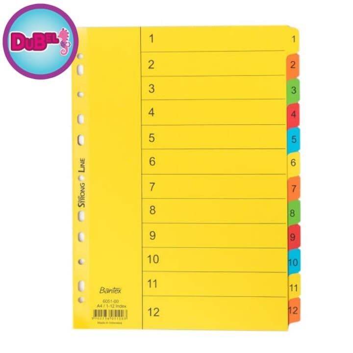 Pembatas File Bantex A4 / Bantex Index Divider A4 1-12 | Lazada Indonesia