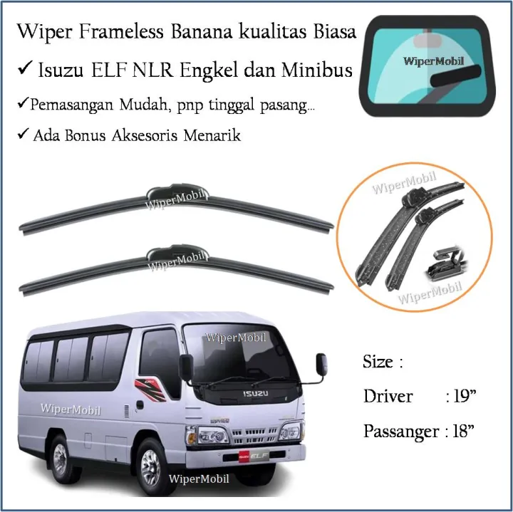 Wiper Frameless Kaca Mobil Isuzu ELF NLR Engkel Minibus 2004 2005 2006 ...