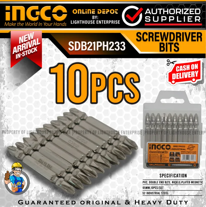 INGCO 65mm S2 Industrial Steel Double Ended Screwdriver Bit (SDB21PH233) *LIGHTHOUSE ENTERPRISE ...