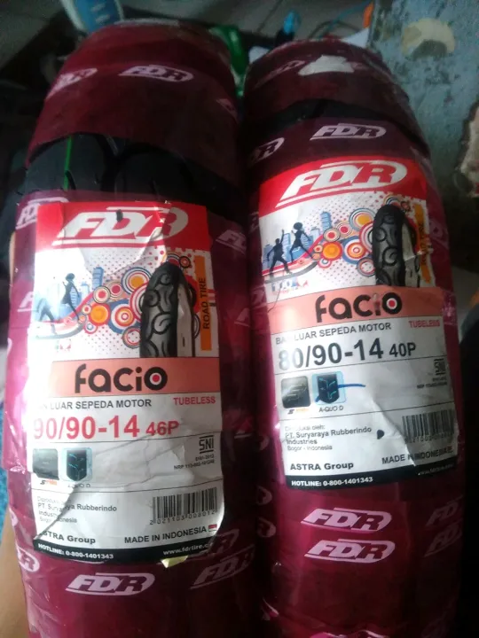 Paket Ban Motor Matic Ring 14 FDR 80/90-14 dan 90/90-14 Tubeless Facio ...