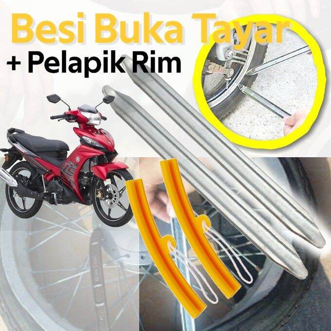 Besi Buka Tayar Motor Dengan Pelapik Rim Tyre Lever With Rim Pad Guard ...