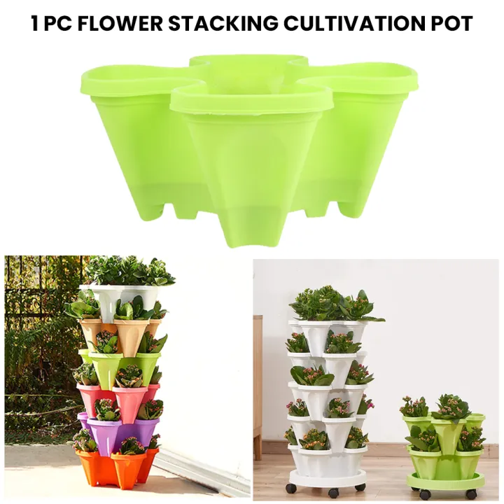 ZENI Flower Pot White on Sale Stacking Cultivation Pot Stackable Tower ...