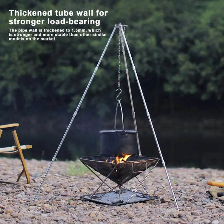 【Free Bag】Bonfire Tripod Portable Triangle Support Survival Adjustable ...