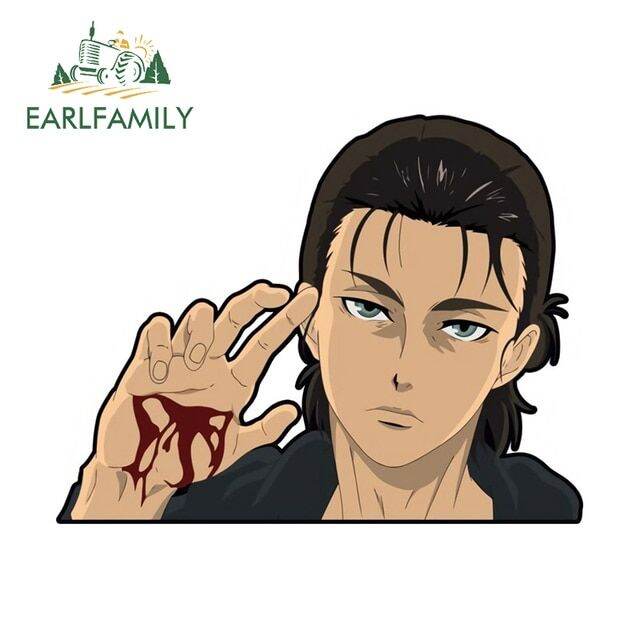 EARLFAMILY 13cm x 10.2cm Car Stickers for Eren Attack on Titan Anime ...