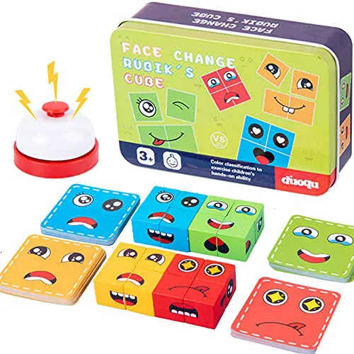 Wooden Face Changing Magic Cube, Building Blocks Game Matching ...