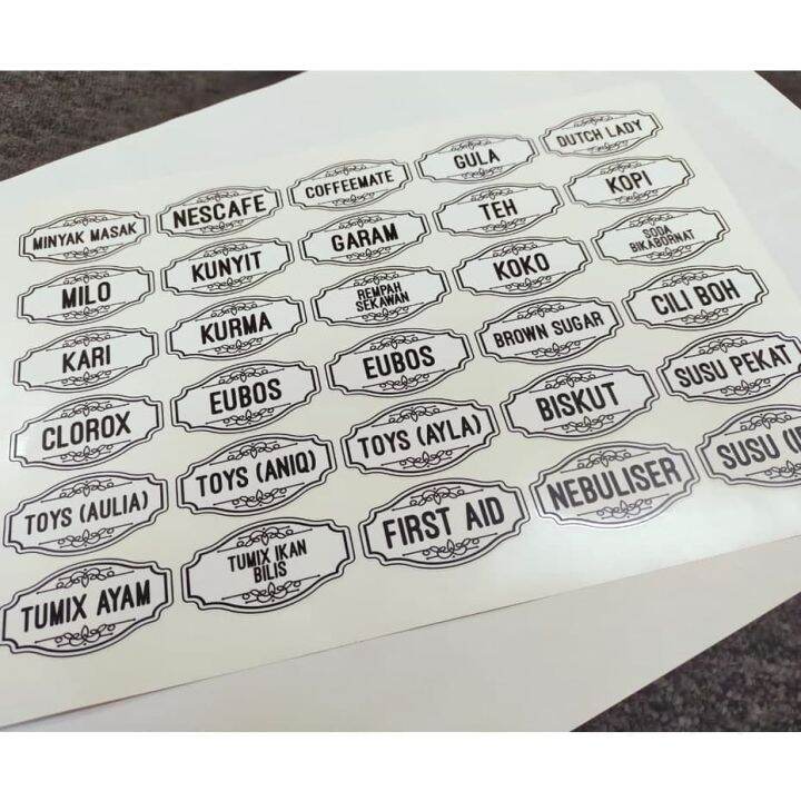 Sticker Label Dapur Kalis Air, Kitchen Sticker Label, White PP sticker ...