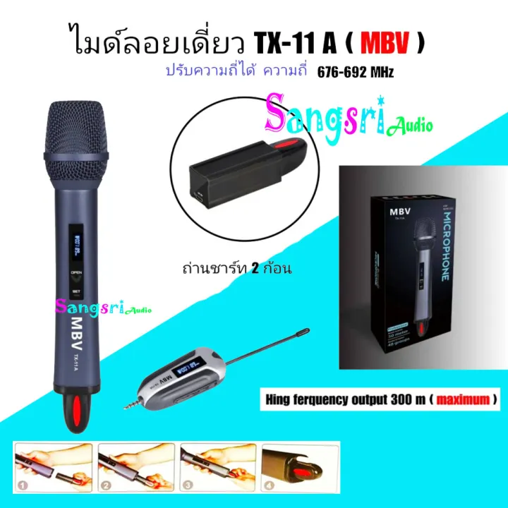 NEW MBV ไมค์โครโฟน ระบบ UHF WIRELESS MICROPHONE TX-11A ไมค์ดเี่ยวแบบมือถือ ไมโครโฟนมืออาชีพ ...