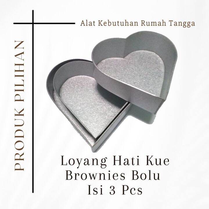 Set Loyang Bolu Brownies Bentuk Hati isi 3 Ukuran Berbeda | Lazada ...