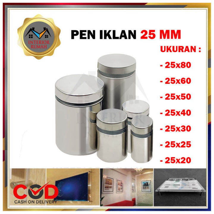 Pen Iklan 25 mm / Pen Baut Iklan Kaca Akrilik Sign Board Stainless ...