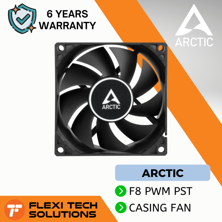 Flexi Tech ARCTIC F8 PWM PST 80mm Casing Fan - Black PC Desktop Case ...