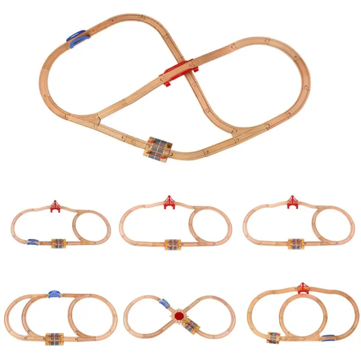 Wooden Train Track Set Circular Orbit Essories Magnetic Small Train ...