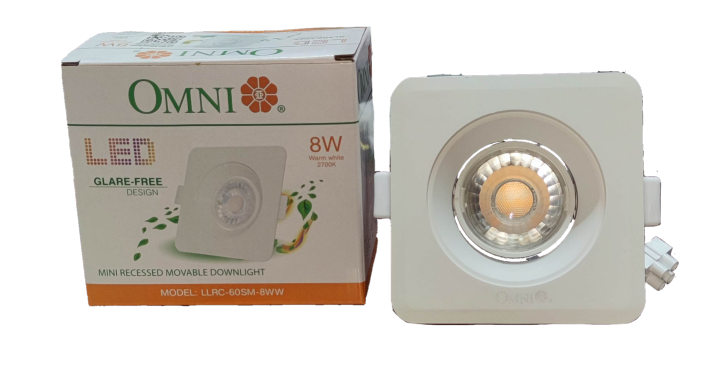 8W LED Downlight Square Movable Downlight Warm White 3000K 220V ( Omni ...