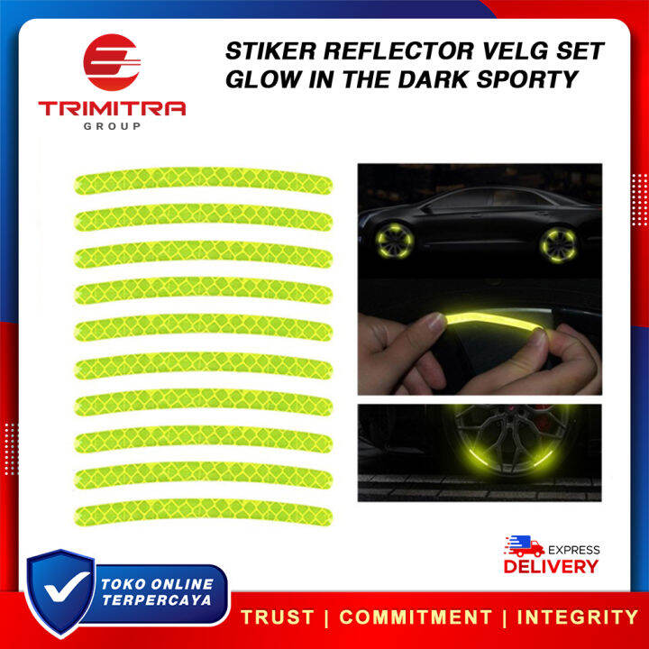 Stiker Reflektor Reflector Velg Mobil Motor Pemantul Cahaya Kuning SET ...