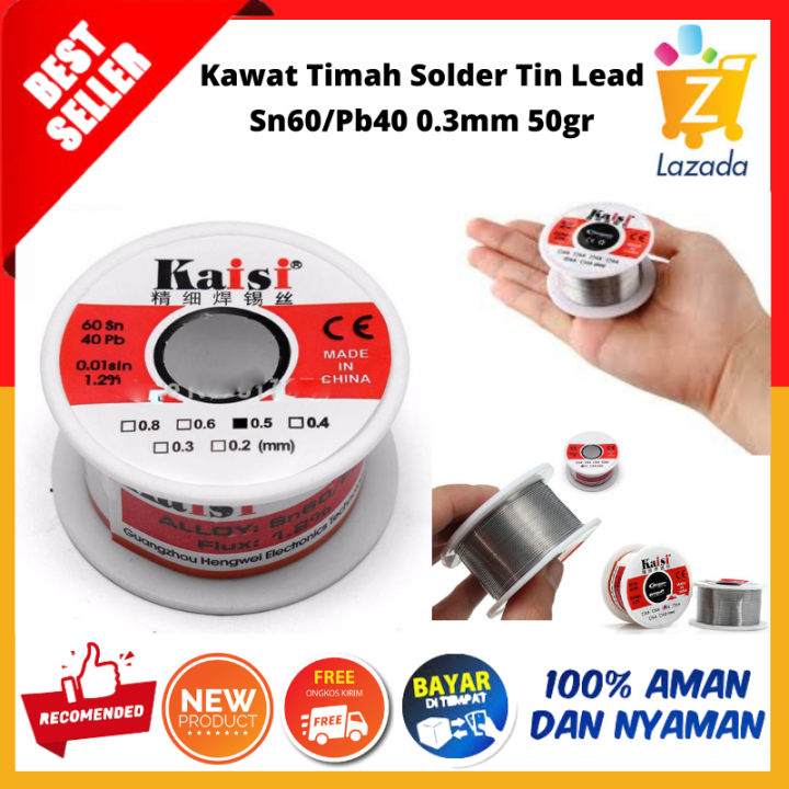 Kawat Timah Solder Tin Lead Sn60/Pb40 0.3mm 50gr Alat Perekat Solder ...