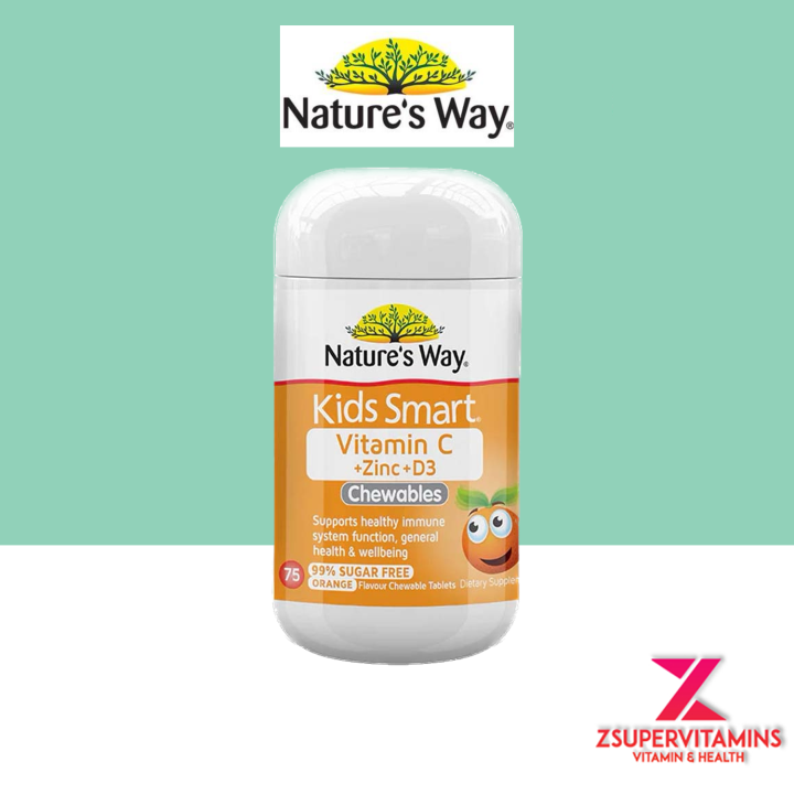 Nature's Way Kids Smart Vitamin C + Zinc + D 75 Chewable Tablets ...
