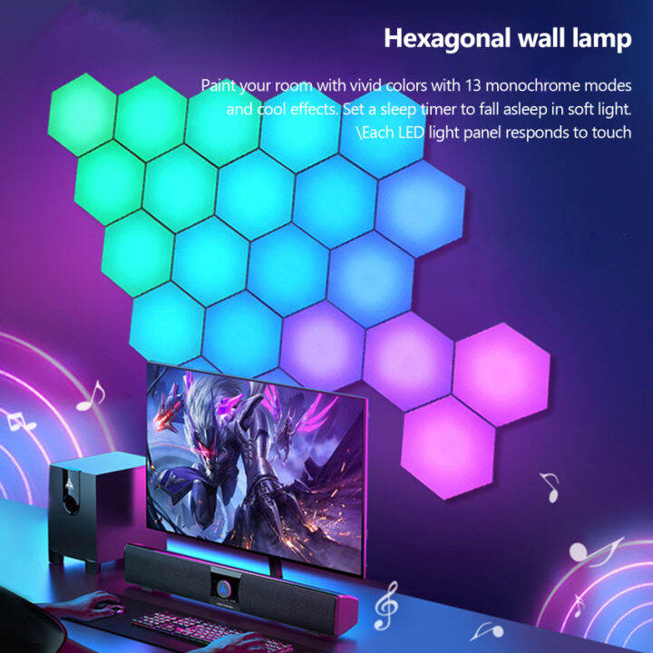 【Ready Stock】Hexagon Wall Light Extension 6 LED Panels, Touch And ...