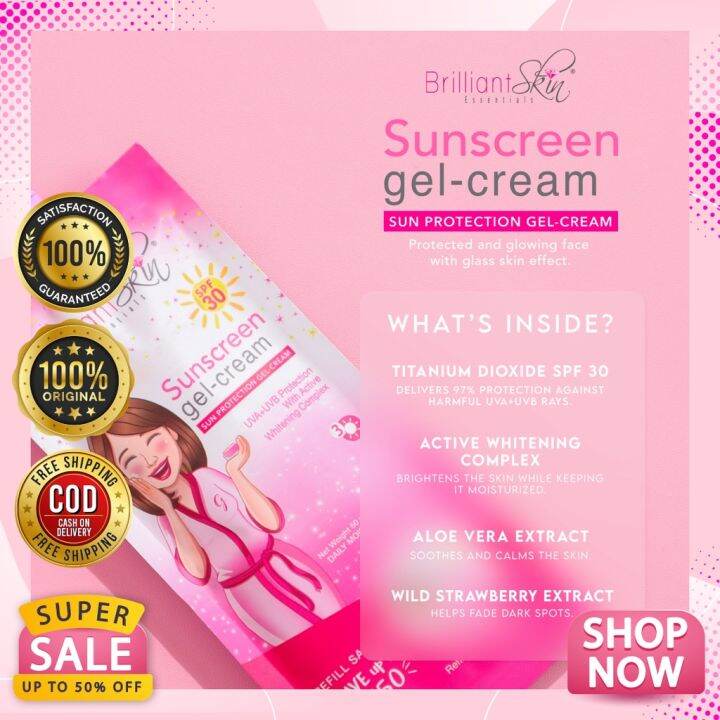 HOT GZLWN Authentic Brilliant Skin Sunscreen Gel Cream SPF 30 and ...