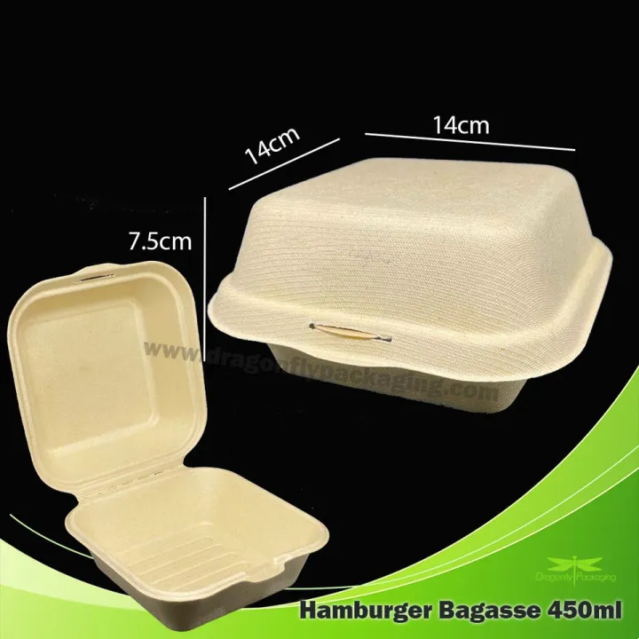[Wholesale] Dragonfly Packaging 450ml Sugarcane Bagasse Hamburger ...