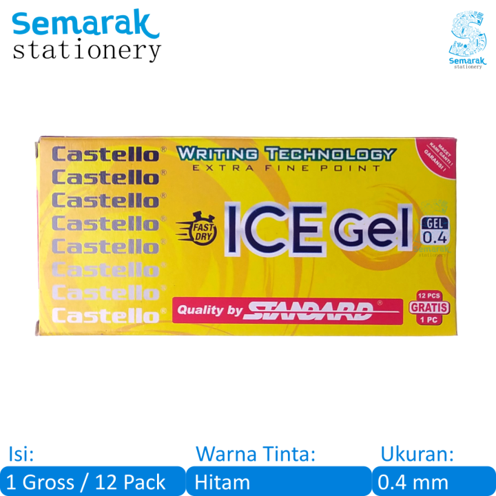 Standard Castello Ice Gel Pen Aesthetic Pulpen Jel 0.4 mm - Hitam [1 ...
