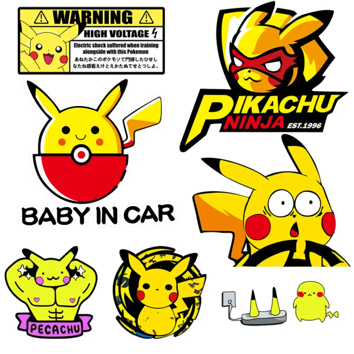 Pikachu Car Stickers Cover Scratches Stickers Body Cartoon Reflective ...