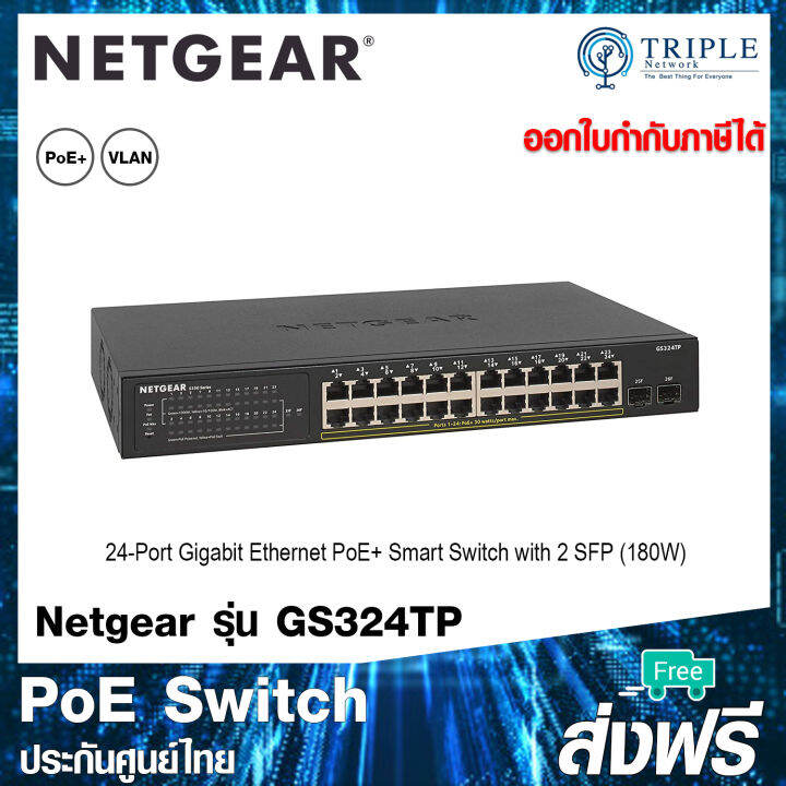 Netgear GS324TP 24-Port Gigabit Ethernet PoE+ Smart Switch with 2 ...