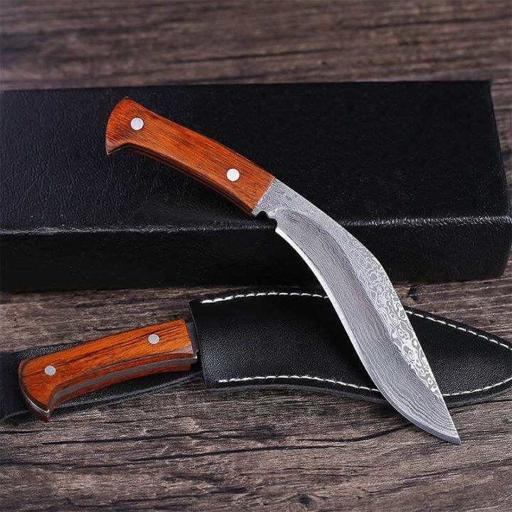 Outdoor high hardness steel damascus knife mini fruit peeler machete ...