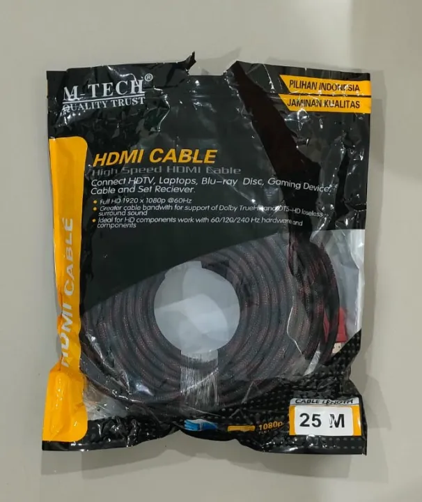 Kabel HDMI to HDMI 25m jaring merk M-Tech 25 meter | Lazada Indonesia