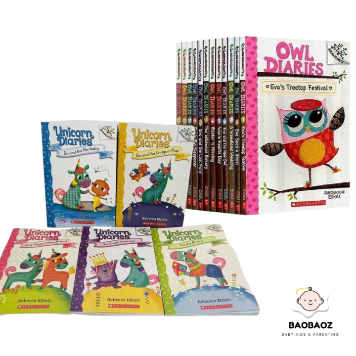 Owl Diaries (12 Books Set) & Unicorn Diaries (5 Books Set) Scholastic ...