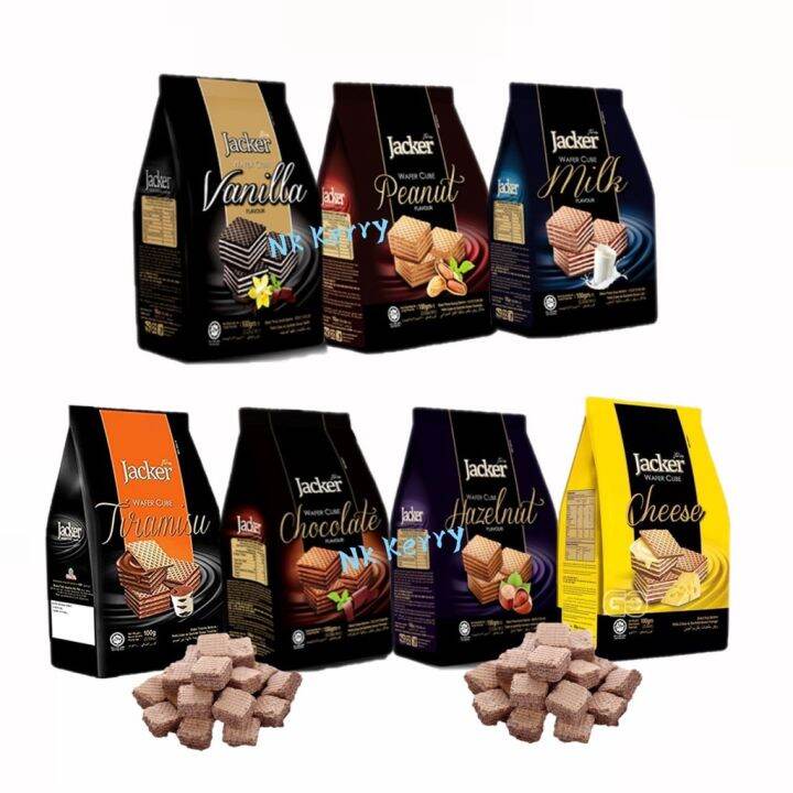 Jacker Wafer Cube Hazenut Tiramisu Chocolate Peanut Milk Cheese