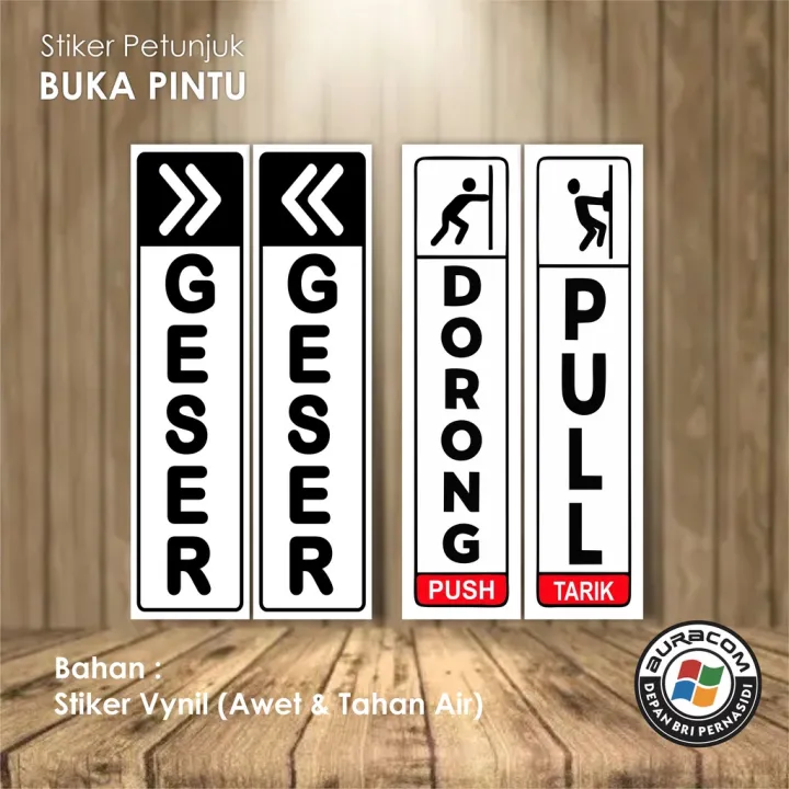 Akrilik | Sticker Stiker | Buka Pintu | Push Pull Dorong Tarik Geser ...